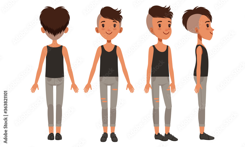 Full Length Portrait of Cute Boy Character in Fashion Clothes from ...