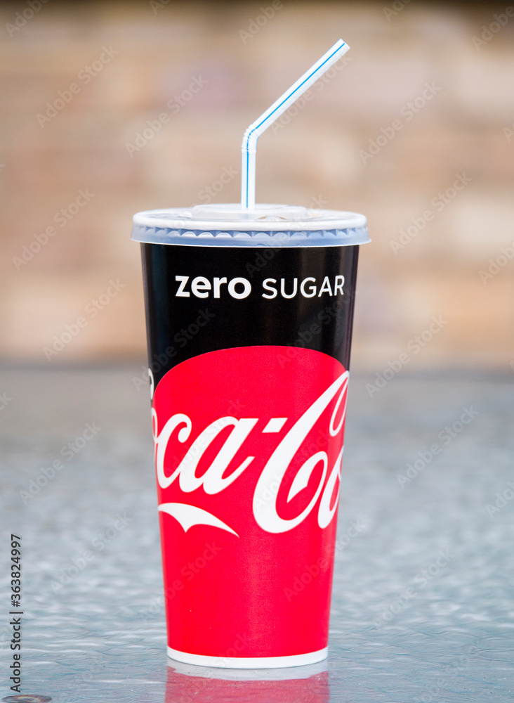 London, England - July 23, 2017: Cup of Coca Cola with Straw, Coca-Cola ...