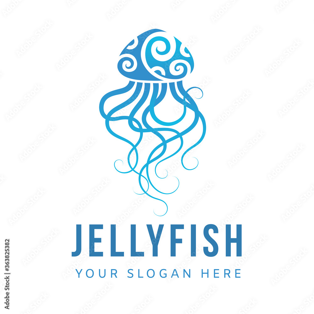 Jellyfish logo graphic design concept. Editable sea jellyfish element ...