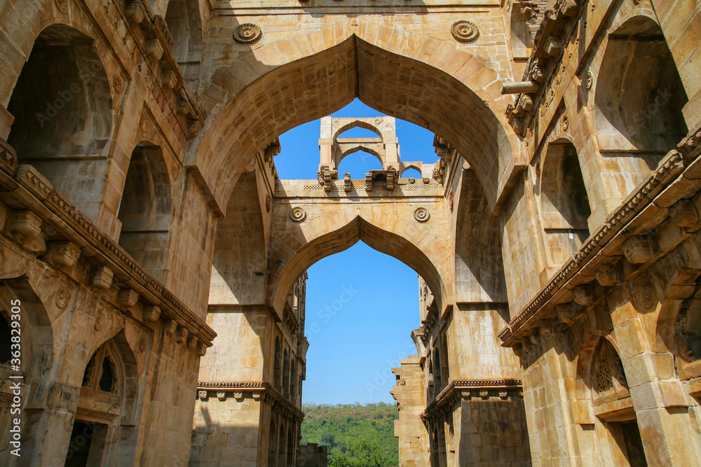 Koshak Mahal medieval palace, Chanderi, Madhya Pradesh, India. Stock ...