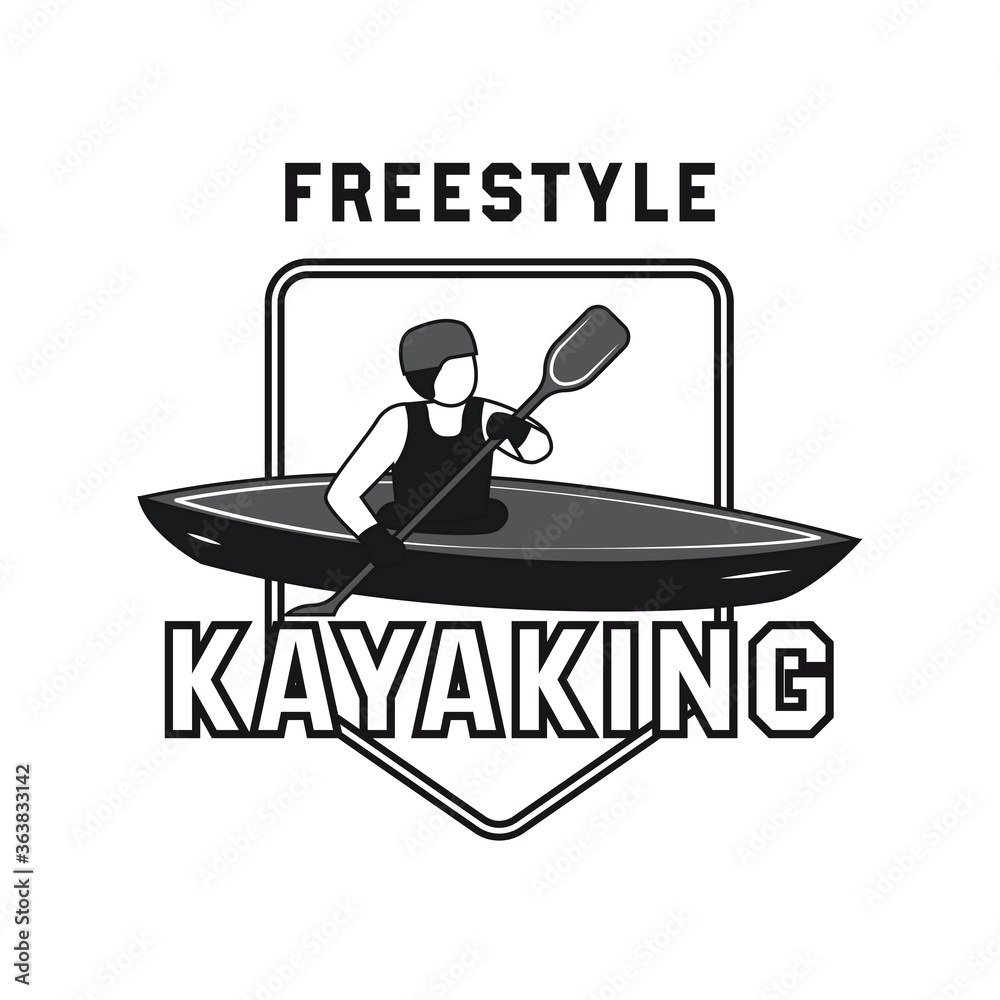 kayaking and canoeing sport activity logo emblems and insignia. vector ...