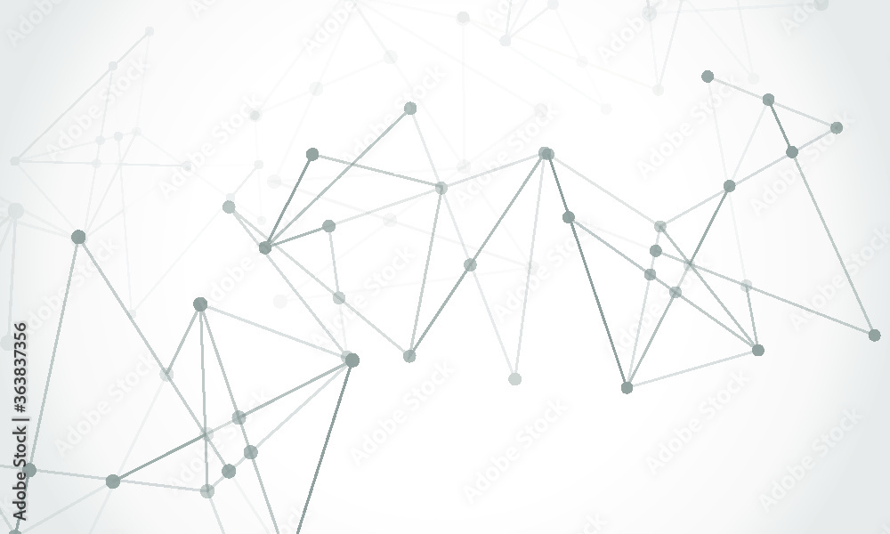 Abstract Technology Network Nodes Digital Connection Background With Polygonal Shapes On White