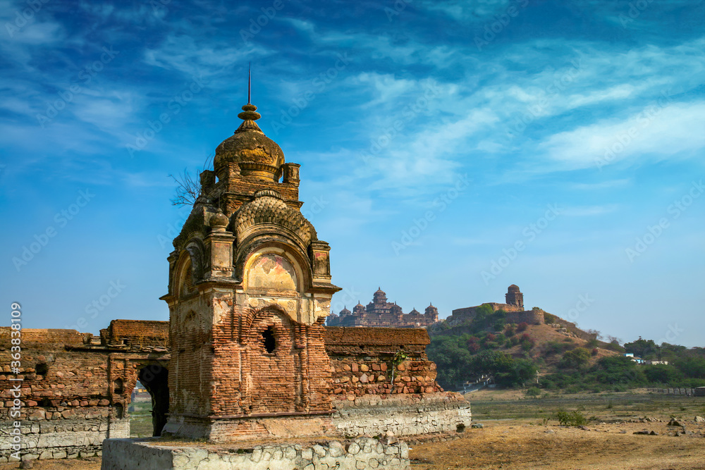 View of Datia Palace. Also known as Bir Singh Palace or Bir Singh Dev ...