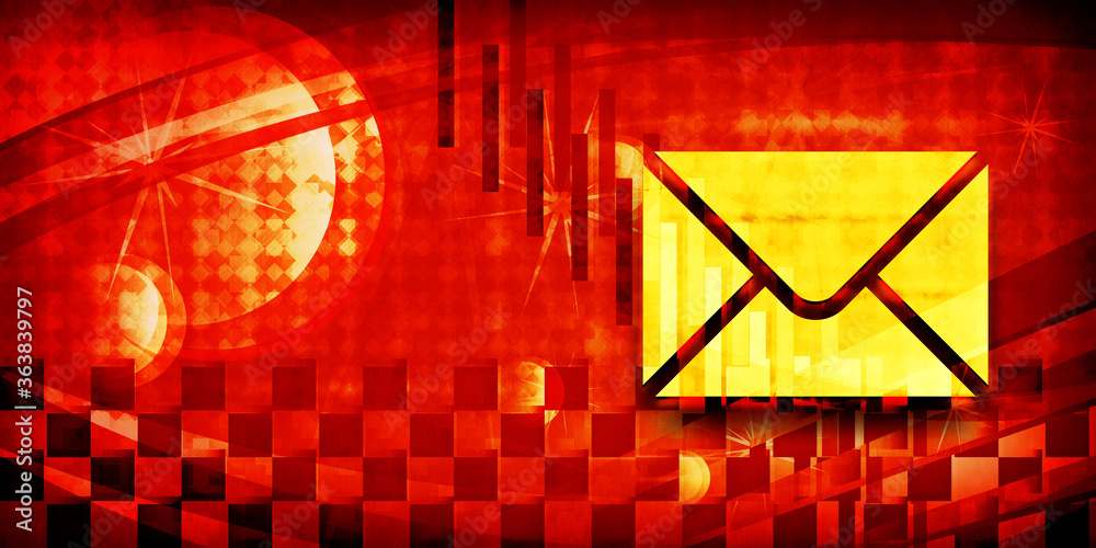 Email icon summer sunburst sunny orange light banner background dark ...