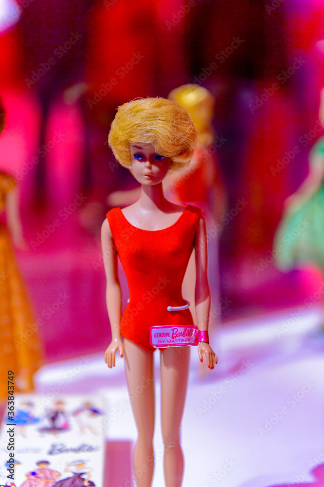 ROME, ITALY - MAY 7, 2016: Barbie doll exhibition in Rome. Barbie brand ...