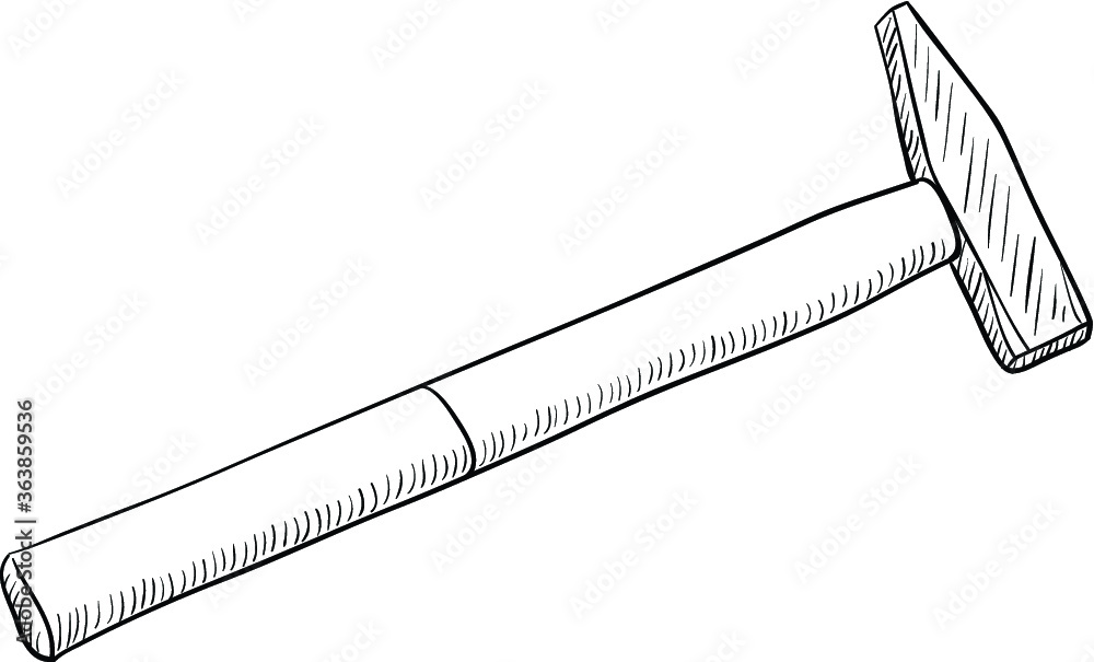 Hammer Drawings Illustration simple black and white line drawing hammer ...