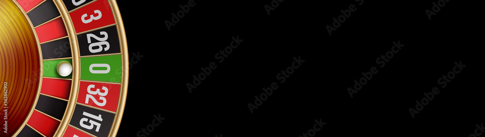 banner 3d realistic roulette game isolated on black background with ...