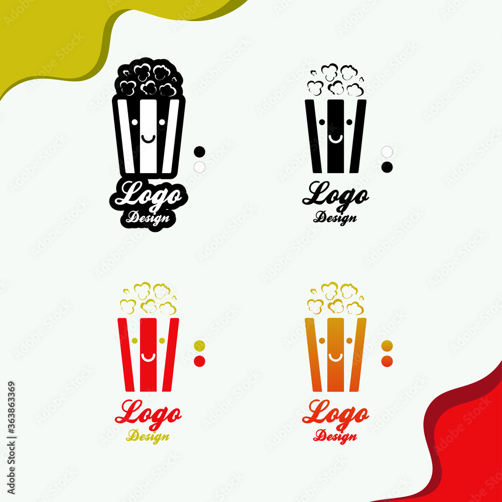 Popcorn logo, Popcorn, Black and white popcorn logo, Vector logo ...