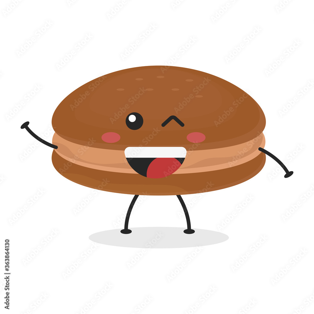 Cute flat cartoon chocolate macarons illustration. Vector illustration ...