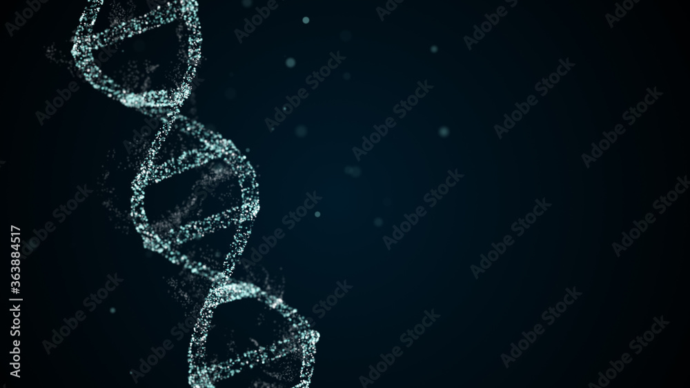 Artificial dna structure with shining light particles Stock ...