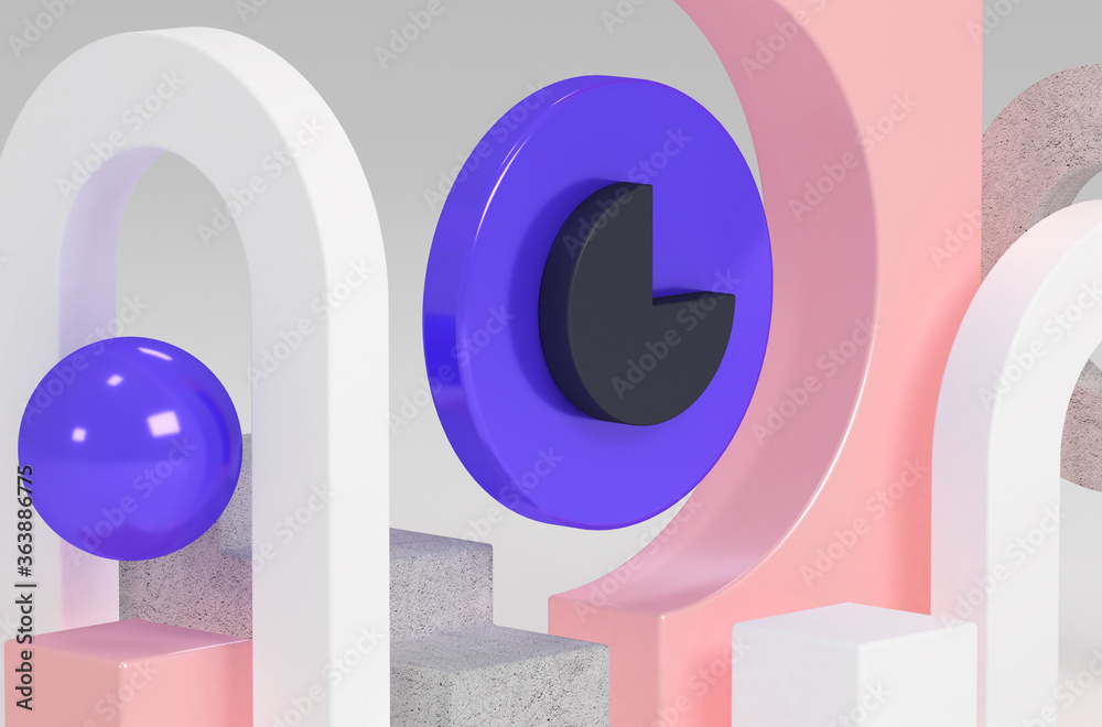 3d rendering of an abstract composition. Minimalistic geometric shapes ...