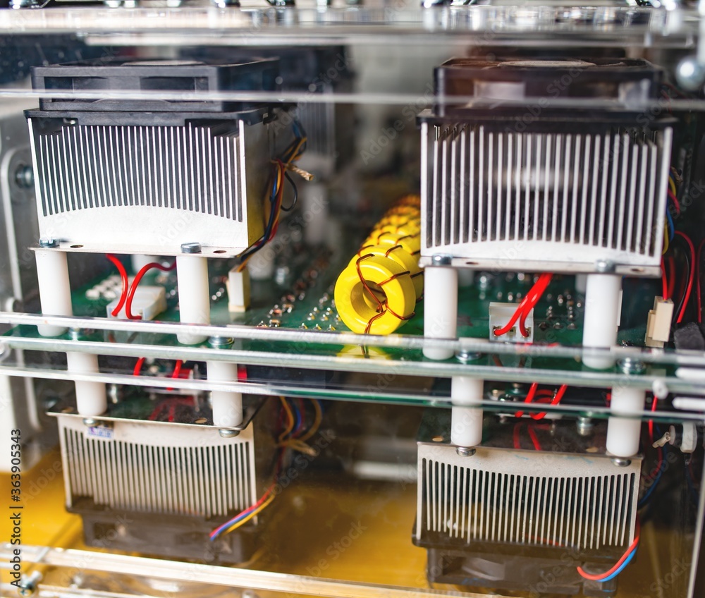 Complex system of equipment and microcircuits Stock Photo | Adobe Stock