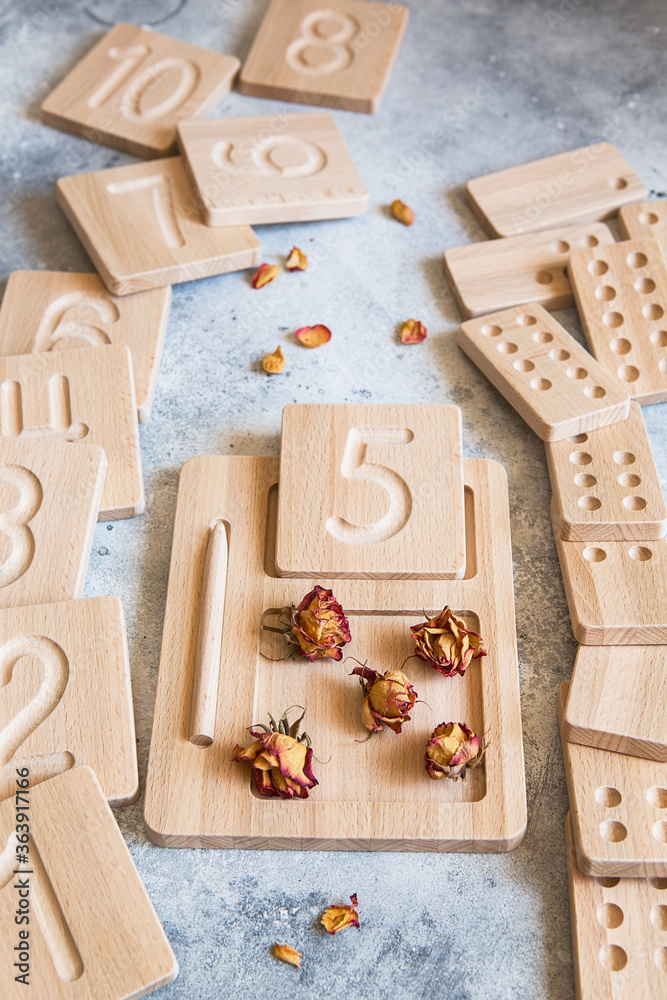 Wooden counting and writing trays - learning resource for educating ...