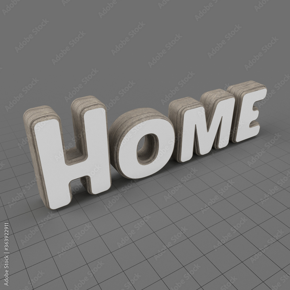 Home text Stock 3D asset | Adobe Stock