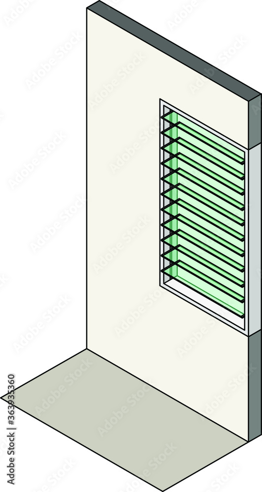Window type / construction: Louvre window shown installed in a wall ...
