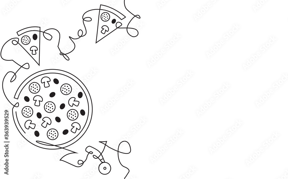 Pizza Background. Minimal Style. Pizza Pattern. Continuous Line Drawing ...
