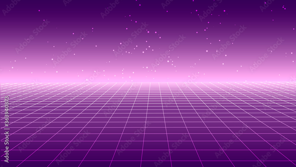Synthwave background. Retro futuristic backdrop with perspective grid ...