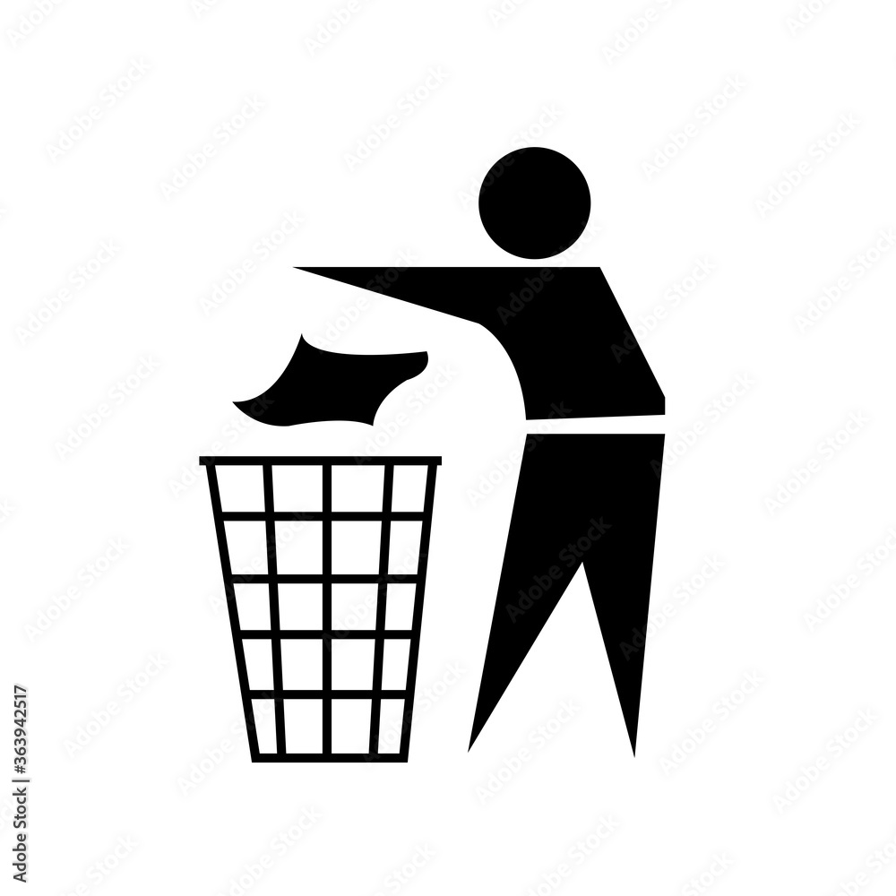 Znak symbol wrzuć do kosza na opakowanie segregacja Stock Vector ...