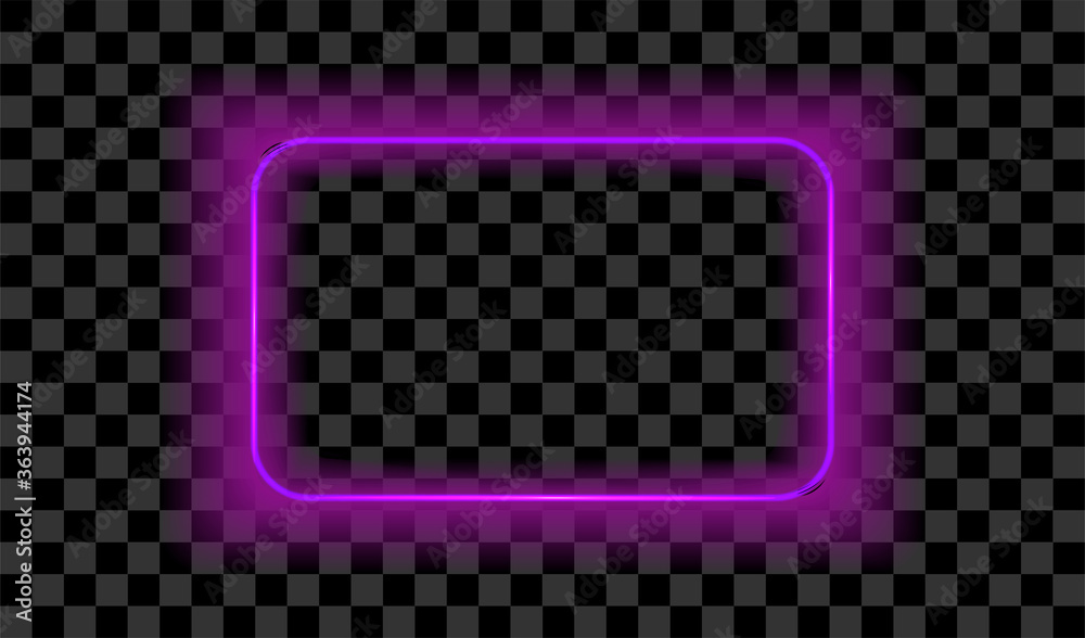 Neon rectangle lamp wall sign isolated on transparent background ...