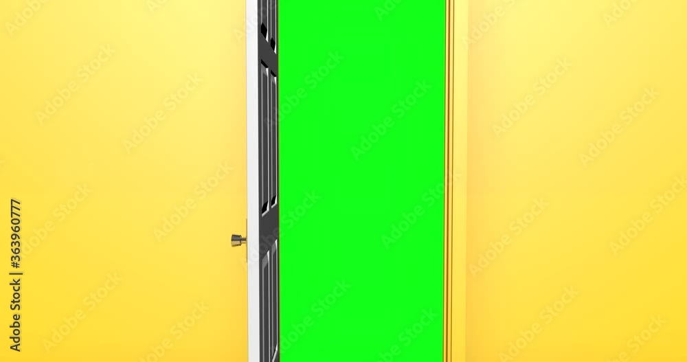3d open door transition with zoom effect on green screen chroma key ...