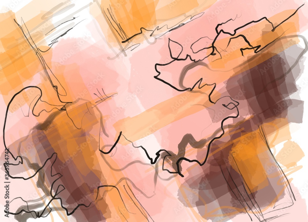 ABSTRACt gestrual linear fluid scribble graffitti style modern ...