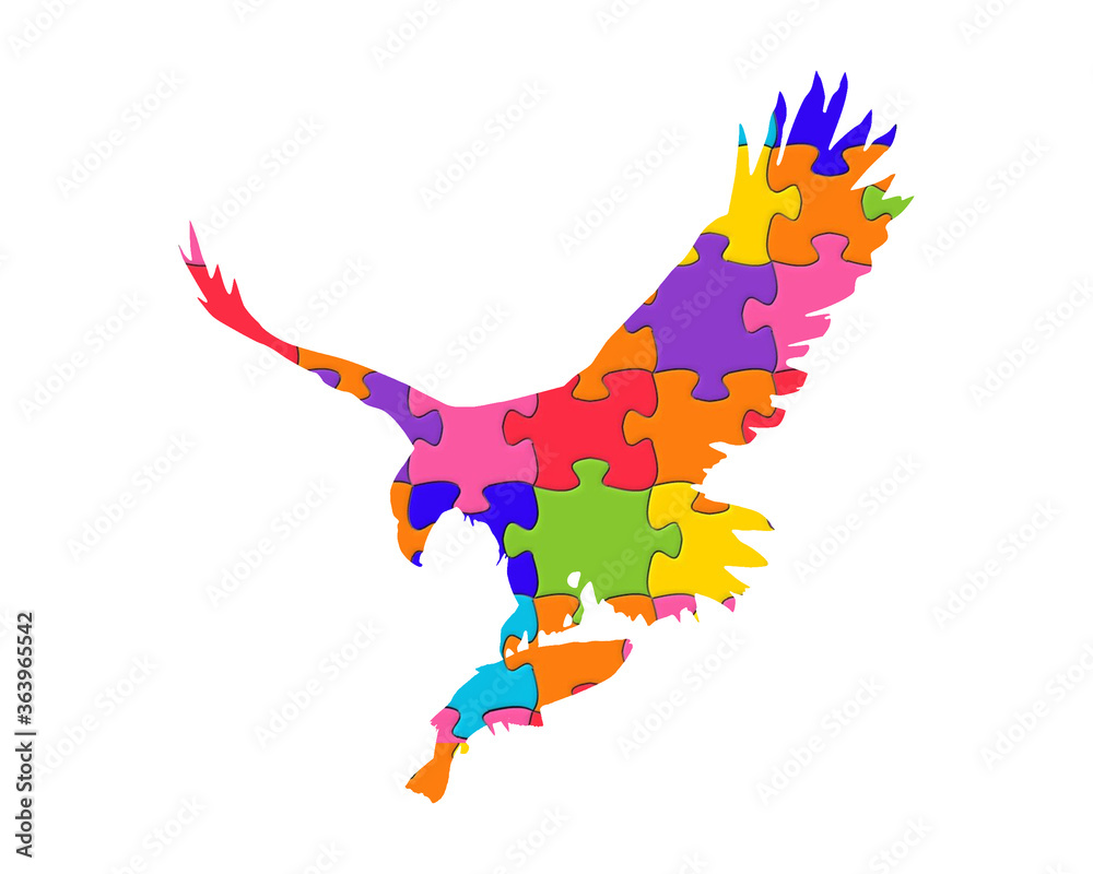 eagle Autism Jigsaw, puzzle illustration Stock Illustration | Adobe Stock