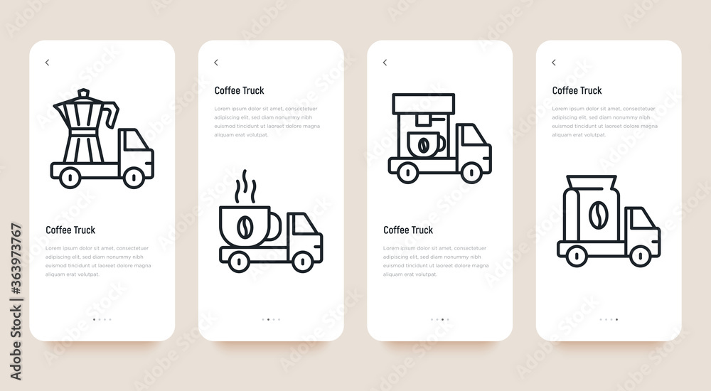 Mobile user interface for street cafe contains coffee truck with thin ...