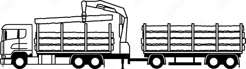 Log truck - Logging truck - timber lorry - log trailer 3 axle - loader ...