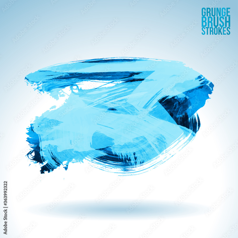 Blue brush stroke and texture. Grunge vector abstract hand - painted ...