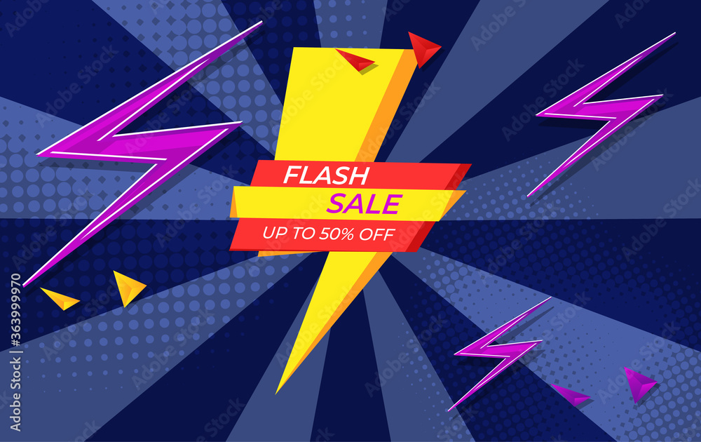 flash sale banner design, vector illustration. Stock Vector | Adobe Stock