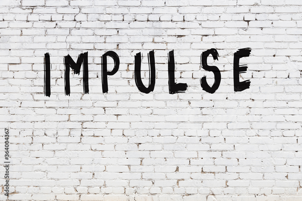 Inscription impulse painted on white brick wall Stock Illustration ...