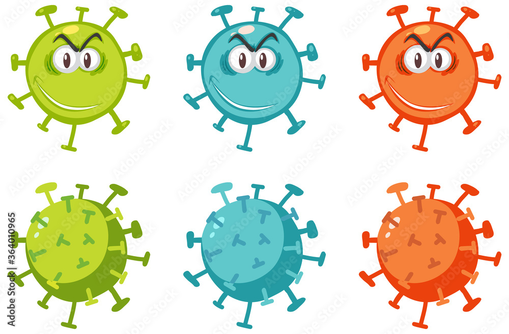 Coronavirus emoticon and emojis with facial expressions isolated on ...