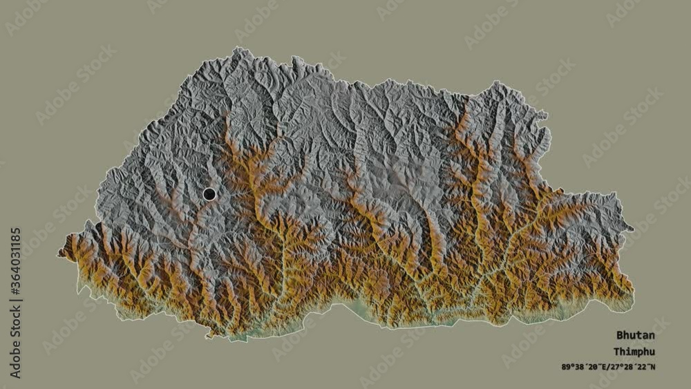 Dagana, district of Bhutan, with its capital, localized, outlined and ...