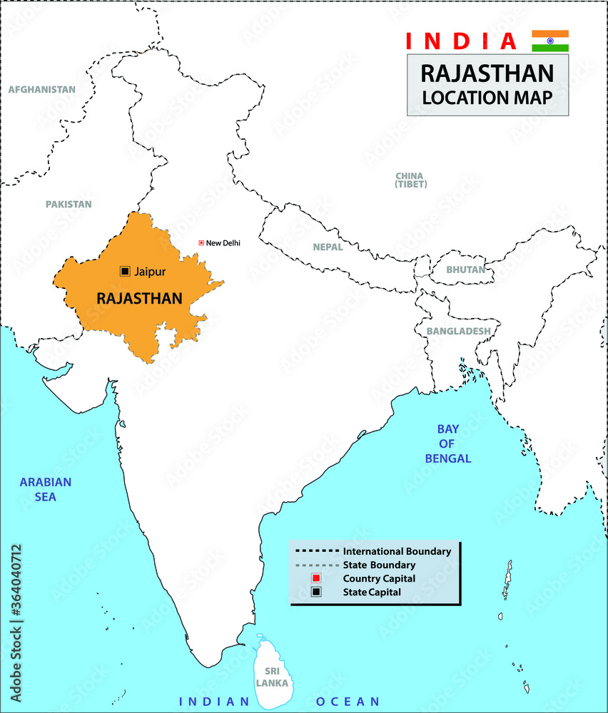Rajasthan map. Political and administrative map of Rajasthan with ...