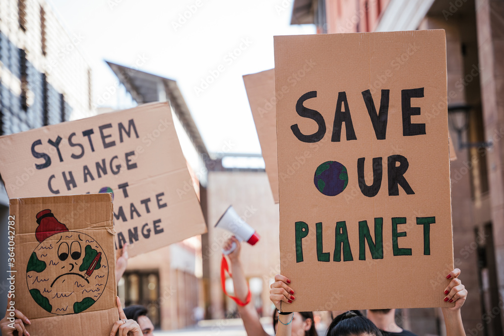 Group of young people at a demonstration for the environment - Young ...
