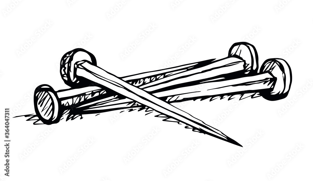 Nails from the cross. Vector drawing Stock Vector | Adobe Stock
