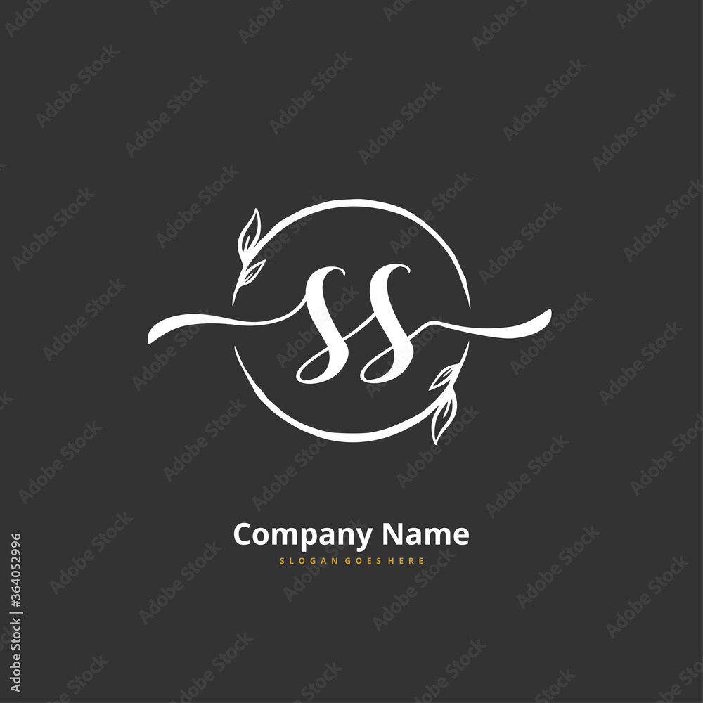 S SS Initial handwriting and signature logo design with circle ...
