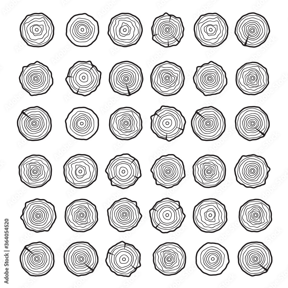 Abstract age annual circle tree background. Tree rings vector set Stock ...
