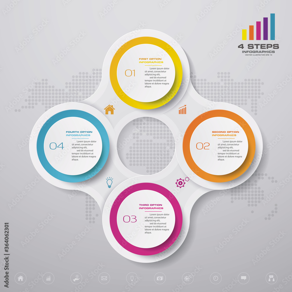 4 steps simple&editable process chart infographics element. EPS 10 ...