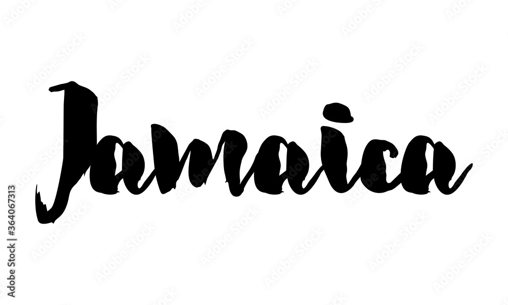 Jamaica Country Name Handwritten Text Calligraphy Black Color Text on ...