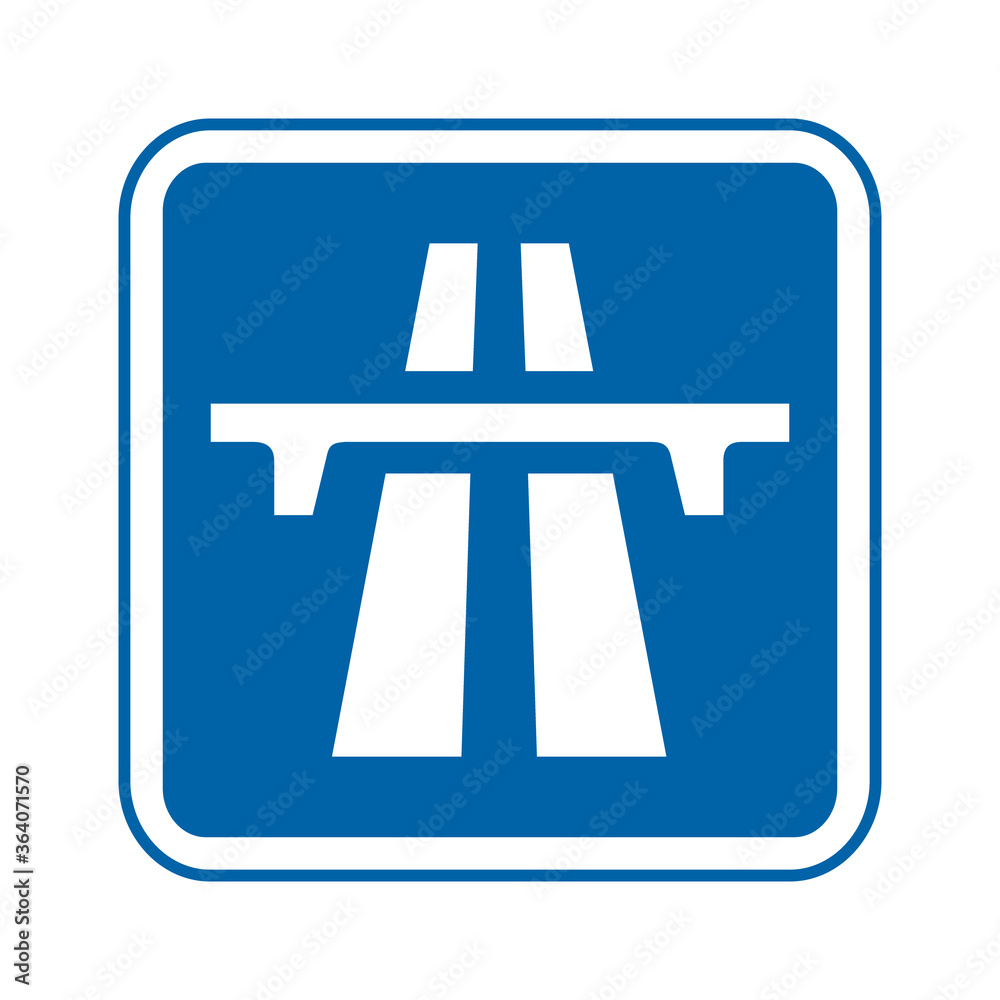 Motorway traffic sign. Vector illustration of highway road sign ...