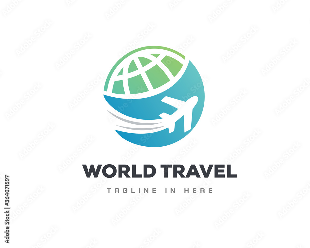 globe World travel plane logo symbol design illustration Stock Vector ...