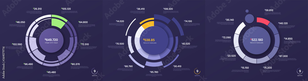 Set of vector circle chart designs, modern templates for creating ...