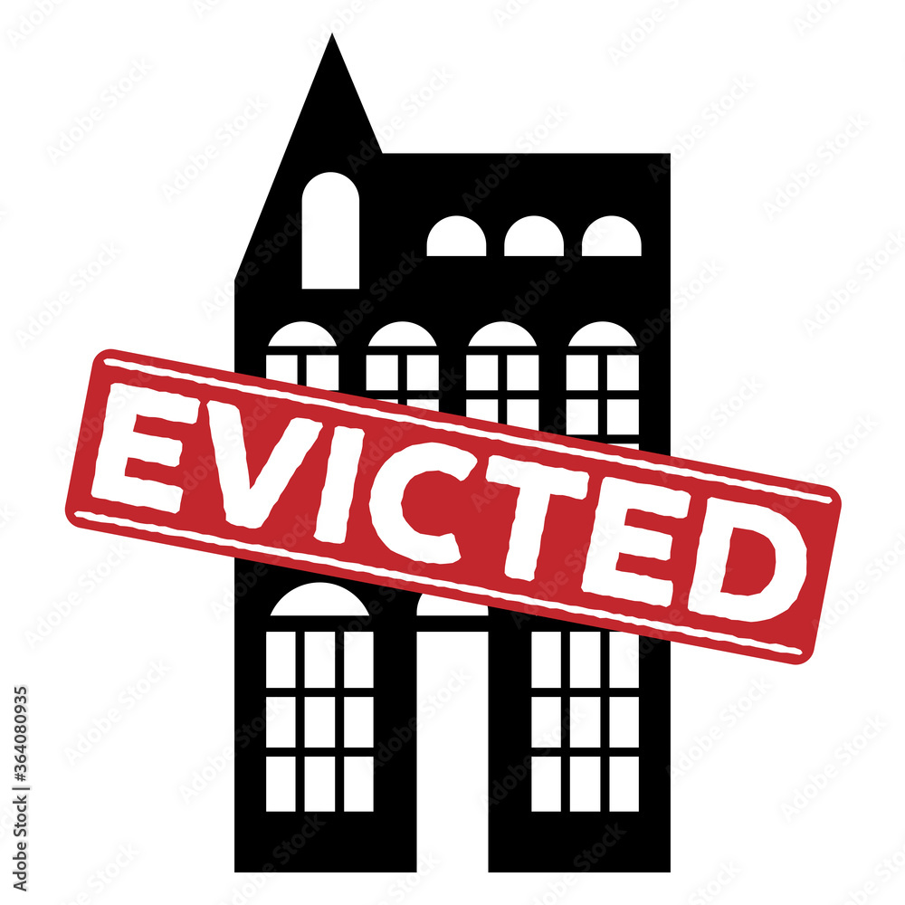 Evicted stamp with house icon, concept design. Icon for bankruptcy ...