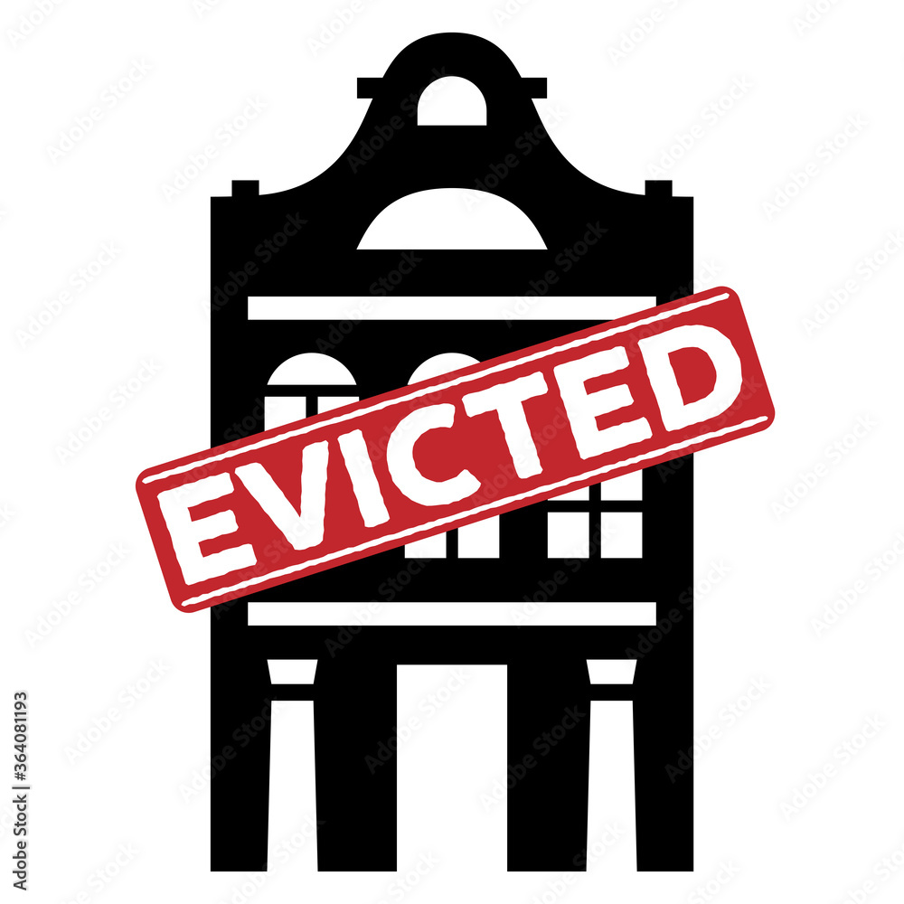 Evicted stamp with house icon, concept design. Icon for bankruptcy ...