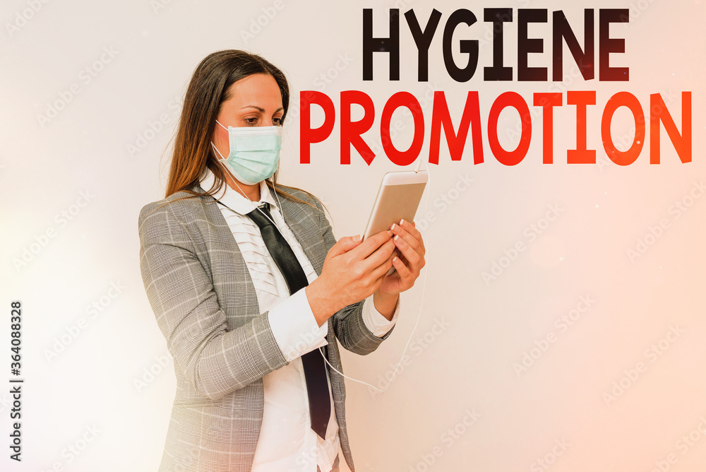 Writing note showing Hygiene Promotion. Business concept for systematic ...