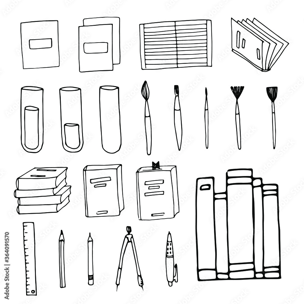 Back to school. Vector illustration of 21 element of school supplies ...
