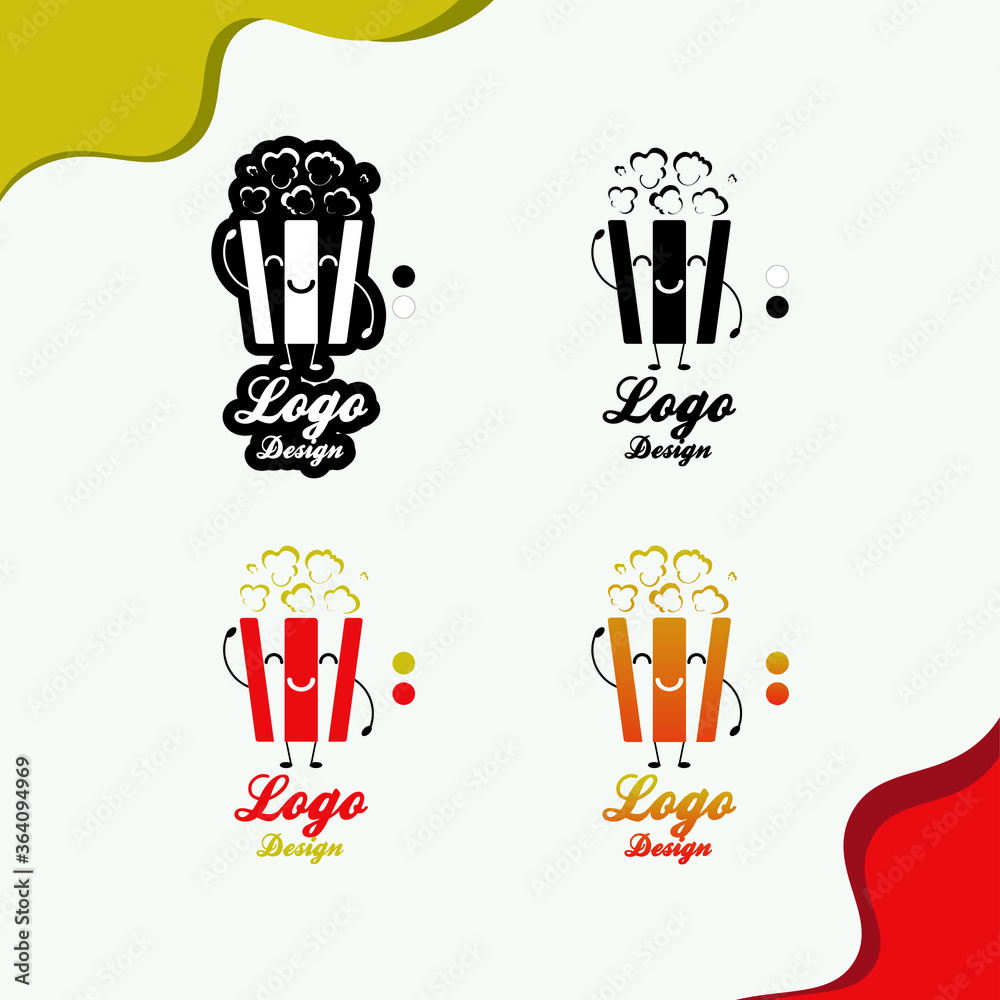 Popcorn logo, Popcorn, Black and white popcorn logo, Vector logo ...