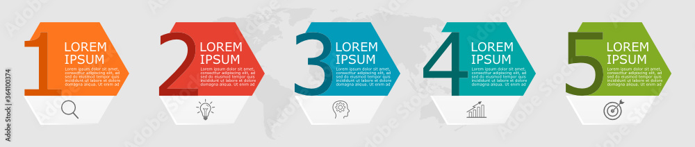 Business Infographic with numbers 5 options. Used for presentation ...