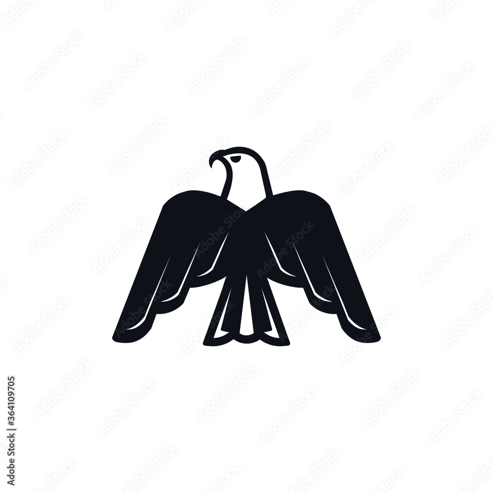 Bird predator black icon isolated on white background. White eagle icon ...